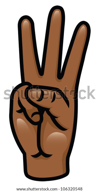 Illustration Cartoon Hand Holding Three Fingers Stock Vector (Royalty ...