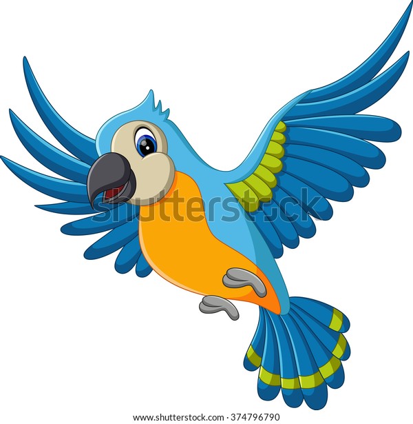 Illustration Cartoon Macaw Flying Stock Vector (Royalty Free) 374796790 ...