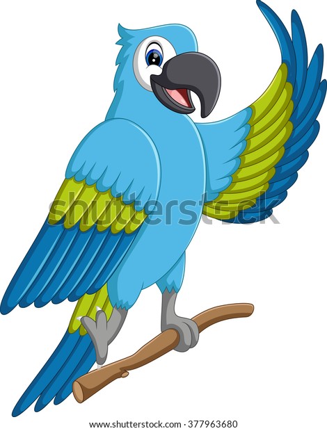 illustration of Cartoon macaw flying