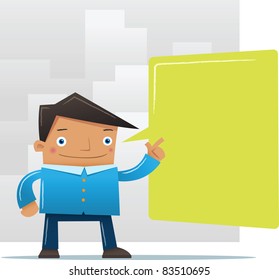 Illustration Cartoon Man Pointing Explaining Something Stock Vector ...