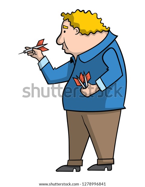 Illustration Cartoon Man Throwing Darts Stock Vector (Royalty Free ...