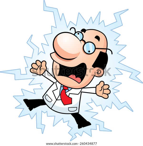 Illustration Cartoon Scientist Being Electrocuted Stock Vector (Royalty ...