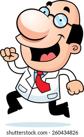 Illustration Cartoon Scientist Running Stock Vector (Royalty Free ...
