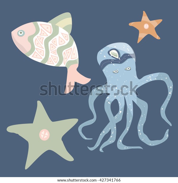 Illustration Cartoon Sea World Vector Stock Vector (Royalty Free ...