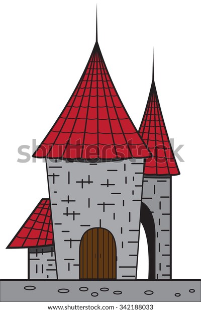 Illustration Cartoon Small Castle Red Roofs Stock Vector (Royalty Free ...