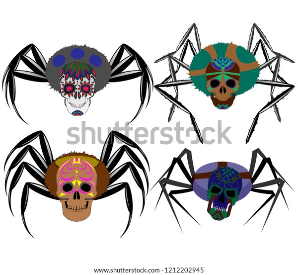 Illustration Cartoon Spider Human Skull Instead Stock Vector (Royalty ...