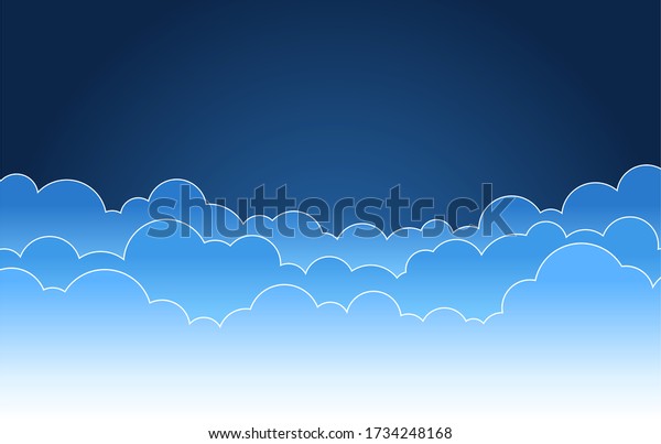 Illustration Cartoon Style Clouds Blue Gradient Stock Vector (Royalty ...