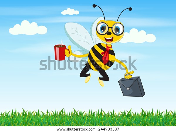 Illustration Cartoon Worker Bee Flying Office 스톡 벡터(로열티 프리) 244903537 ...