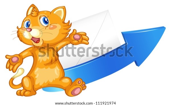 Illustration Cat Arrow Envelop On White Stock Vector (Royalty Free ...