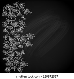 Illustration Chalkboard Background Floral Border Vector Stock Vector ...