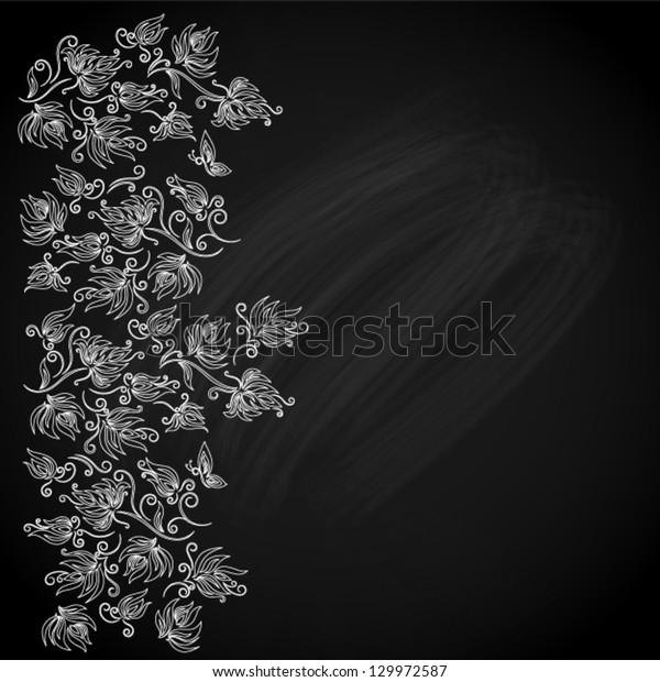 Illustration Chalkboard Background Floral Border Vector Stock Vector ...