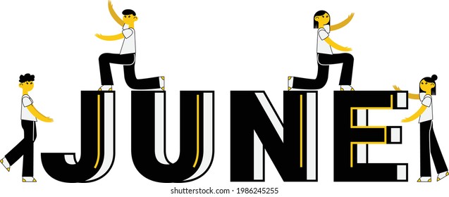 Illustration Characters Welcome Beginning June Stock Vector (Royalty ...
