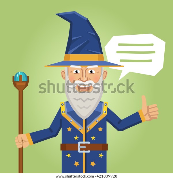 Illustration Cheerful Wizard Talking Showing Thumb Stock Vector ...