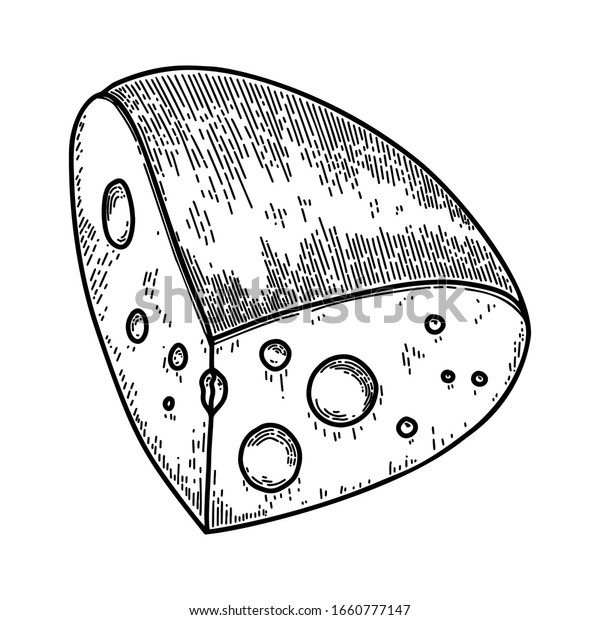 Illustration Cheese Slice Engraving Style Design Stock Vector (Royalty ...