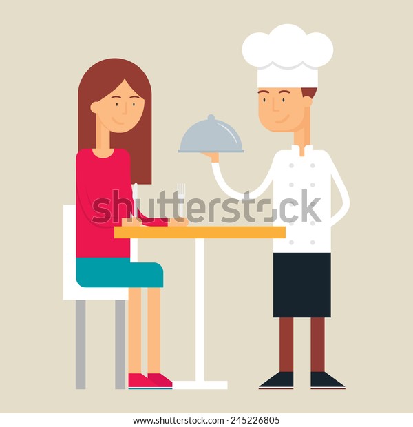 Illustration Chef Visitor Flat Style Stock Vector (Royalty Free) 245226805