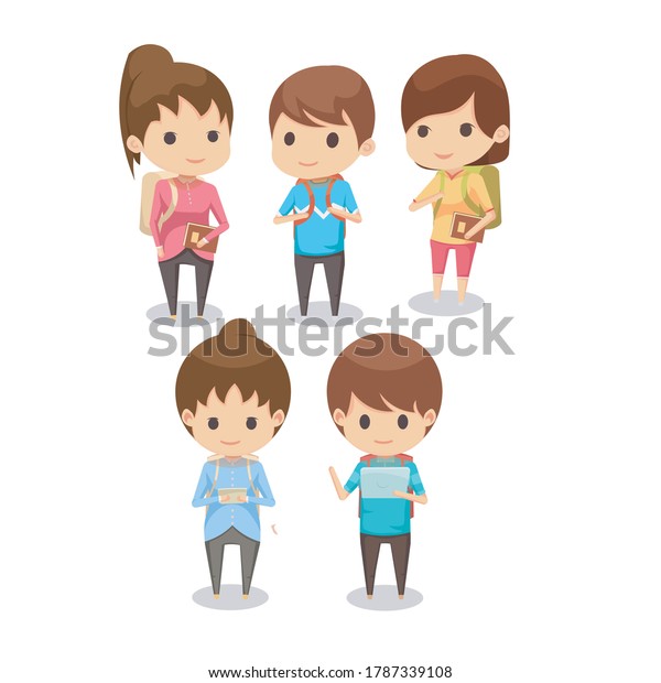 Illustration Chibi Back School Carrying Bag Stock Vector (Royalty Free ...