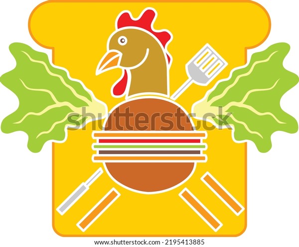 Illustration Chicken Burger Logo 库存矢量图（免版税）2195413885 | Shutterstock