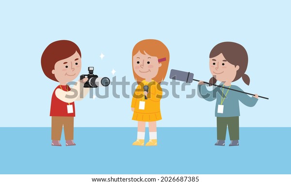 Illustration Children Being Interviewed Children Filming Stock Vector ...