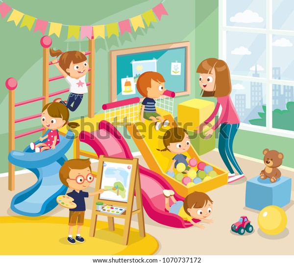Illustration Children Playing Room Stock Vector (Royalty Free ...