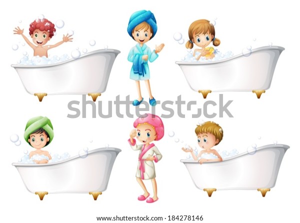 Illustration Children Taking Bath On White Stock Vector (Royalty Free ...