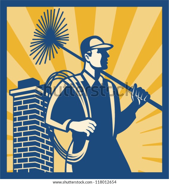 Illustration Chimney Sweeper Cleaner Worker Sweep Stock Vector (Royalty ...