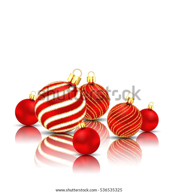 Illustration Christmas Glitter Balls Reflection On: vector de stock ...