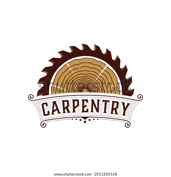 Illustration Classic Badge Carpentry Logo Concept Stock Vector (Royalty ...