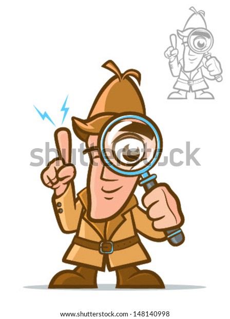 Illustration Classic Sleuth Magnifying Glassvector Detective Stock ...