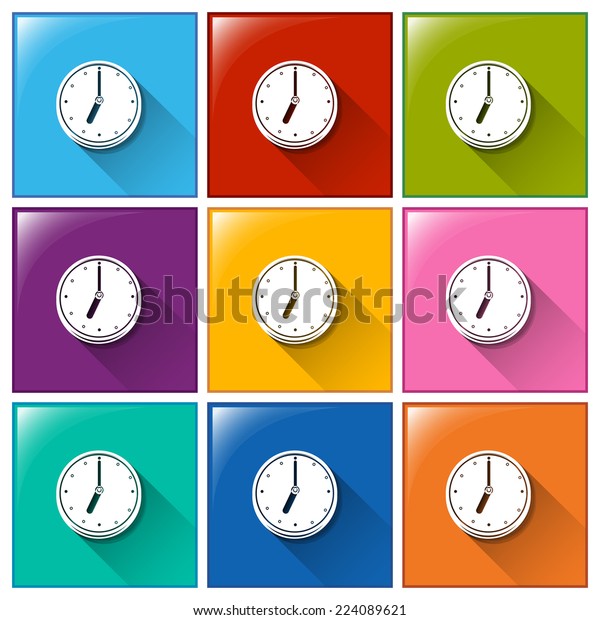 Illustration Clock Buttons On White Background Stock Vector (Royalty ...
