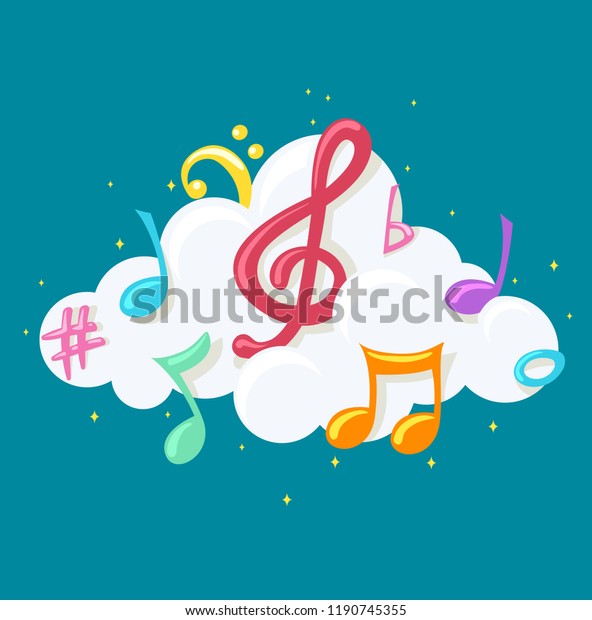 Illustration Cloud Colorful Musical Notes Online Stock Vector (Royalty ...