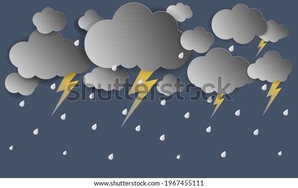 Illustration Cloud Rain On Dark Background Stock Vector (Royalty Free ...