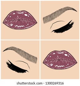 Illustration Collage Womans Eye Eyebrows Eyelashes Stock Vector ...
