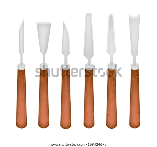 Illustration Collection Carving Tools Used Cut Stock Vector (Royalty ...
