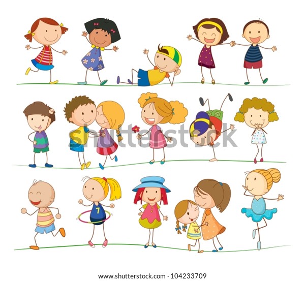 Illustration Collection Simple Kids Stock Vector (Royalty Free) 104233709