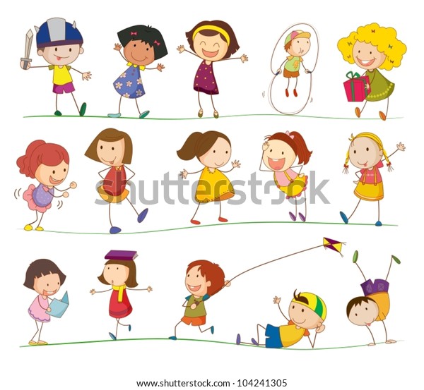 Illustration Collection Simple Kids Stock Vector (Royalty Free ...