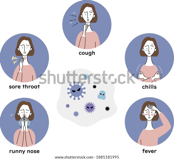 Illustration Collection Various Cold Symptoms Stock Vector (Royalty ...