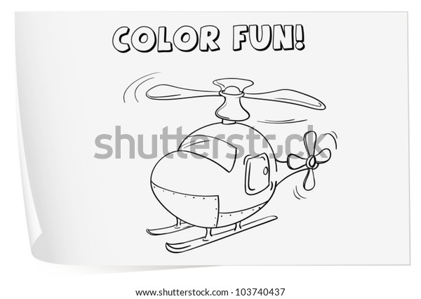 Illustration Colouring Worksheet Helicopter Stock Vector (Royalty Free ...