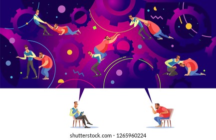 Vektor Stok Illustration Communication Between Two Humans Two (Tanpa ...