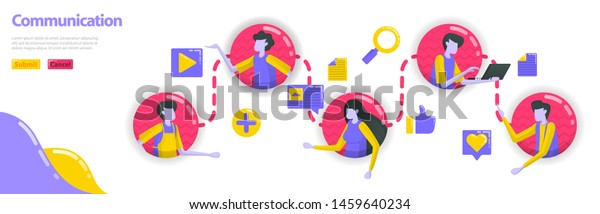 Illustration Communication People Connected Each Other Stock Vector ...