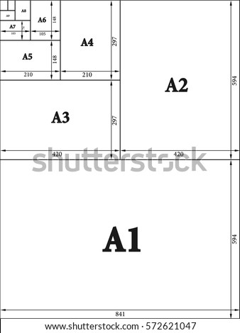 Illustration Comparison Paper Size Format Series 스톡 벡터(사용료 없음 ...