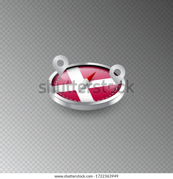 Illustration Compass Flag Denmark On Transparent Stock Vector (Royalty ...