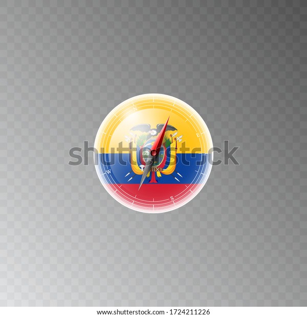 Illustration Compass Flag Ecuador On Transparent Stock Vector (Royalty ...