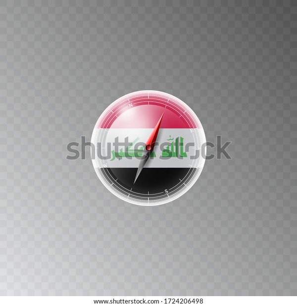 Illustration Compass Flag Iraq On Transparent Stock Vector (Royalty ...
