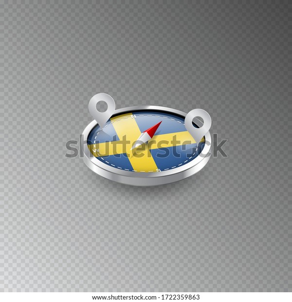 Illustration Compass Flag Sweden On Transparent Stock Vector (Royalty ...