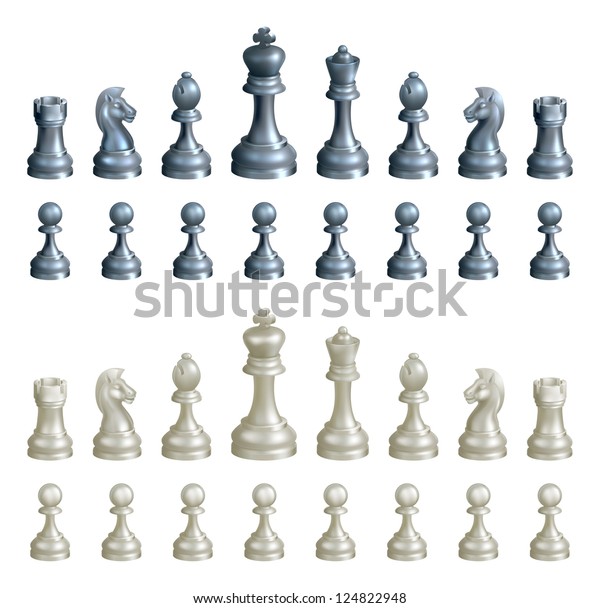 Illustration Complete Set Chess Pieces Black Stock Vector (Royalty Free ...