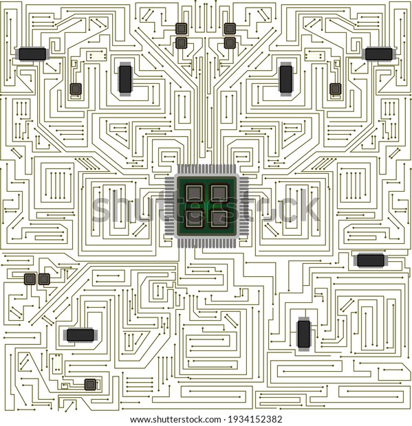 Illustration Complicated Electronic Circuits Stock Vector (Royalty Free ...