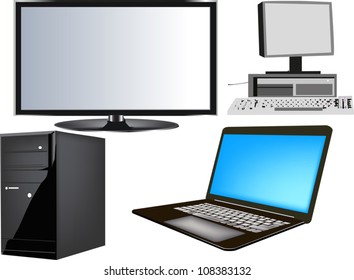Illustration Computers Isolated On White Background Stock Vector ...