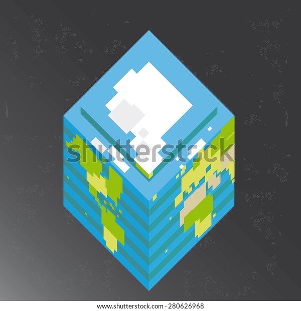 Illustration Concept Cubic Earth Grunge Texture Stock Vector (Royalty ...