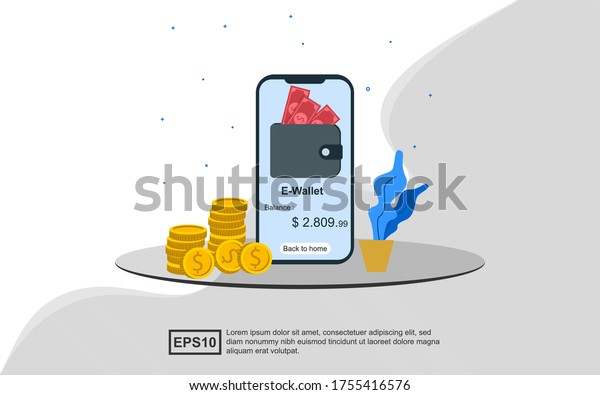 Illustration Concept Ewallet App Stock Vector (Royalty Free) 1755416576 ...