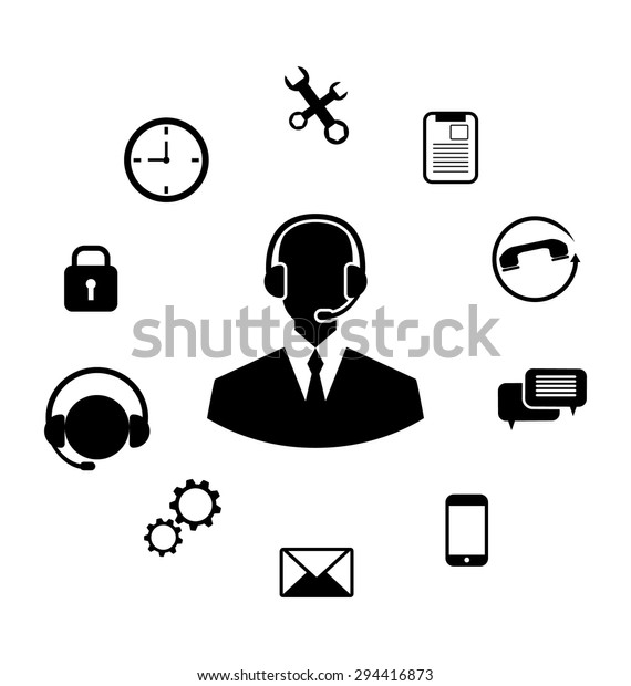 Illustration Concept Help Desk Service Call Stock Vector (Royalty Free ...